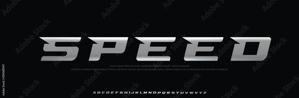 Speed metallic alphabet dynamic letters energetic sport font for car ...