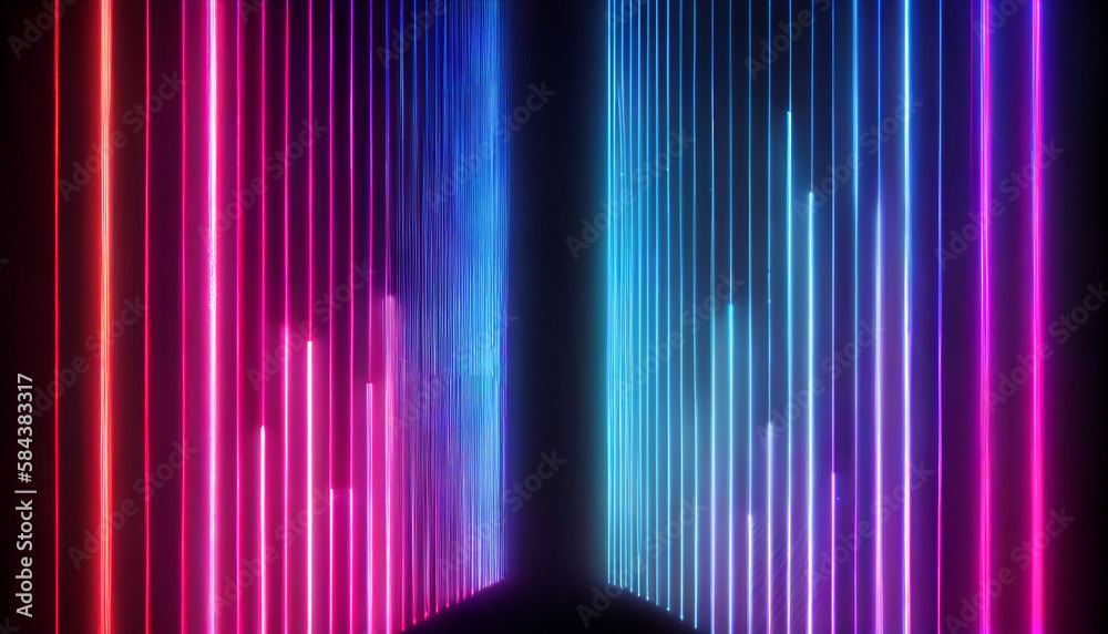 Purple pink and blue glowing neon lines, AI Generated Stock ...