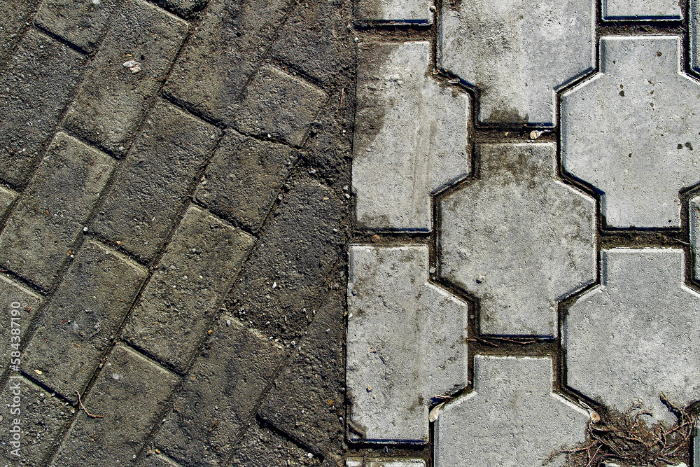 Pavement. Sidewalk tiles background. Pavement tiles. Top view. Closeup ...