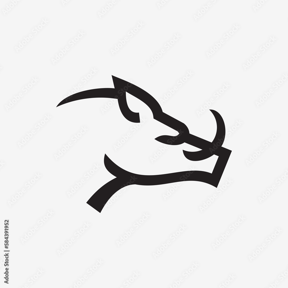 simple hog line icon logo vector design, modern animal logo pictogram ...