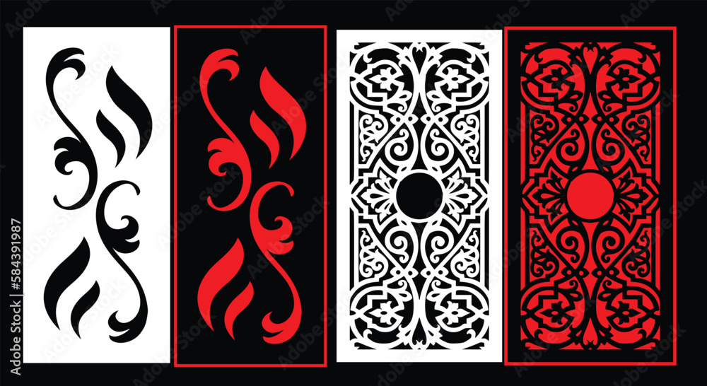 Decorative wall panel set chinese mdf cnc router laser cutting pattern ...