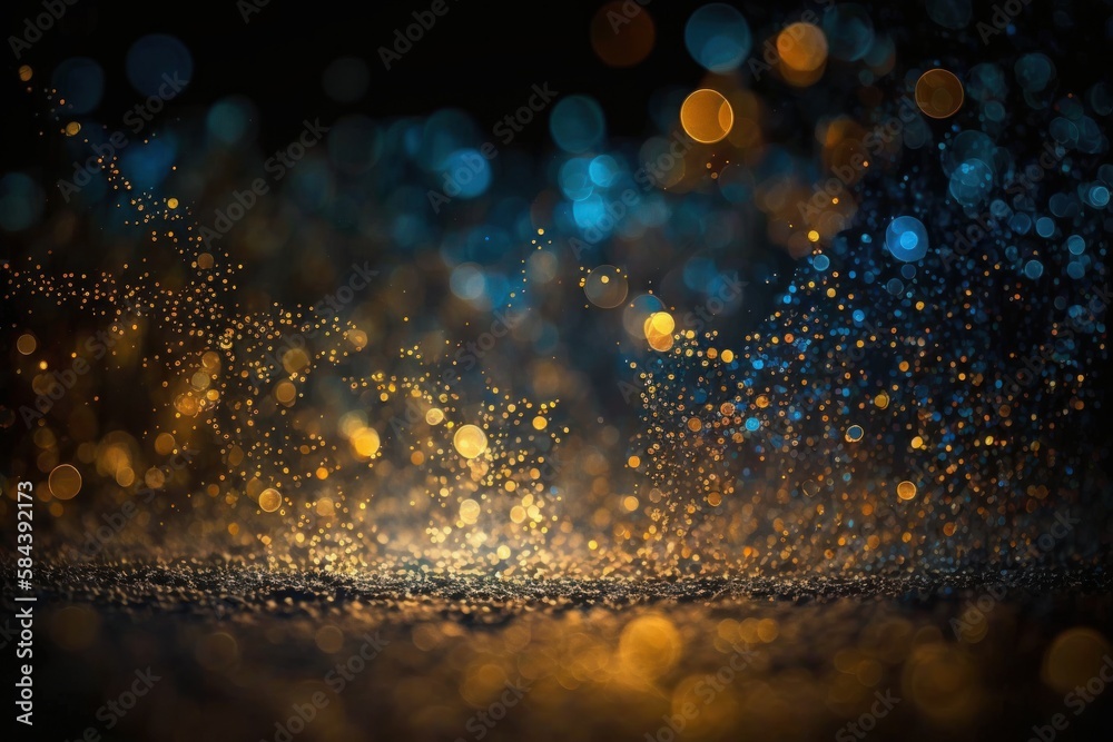 abstract background with Dark blue and gold particle. Christmas Golden ...