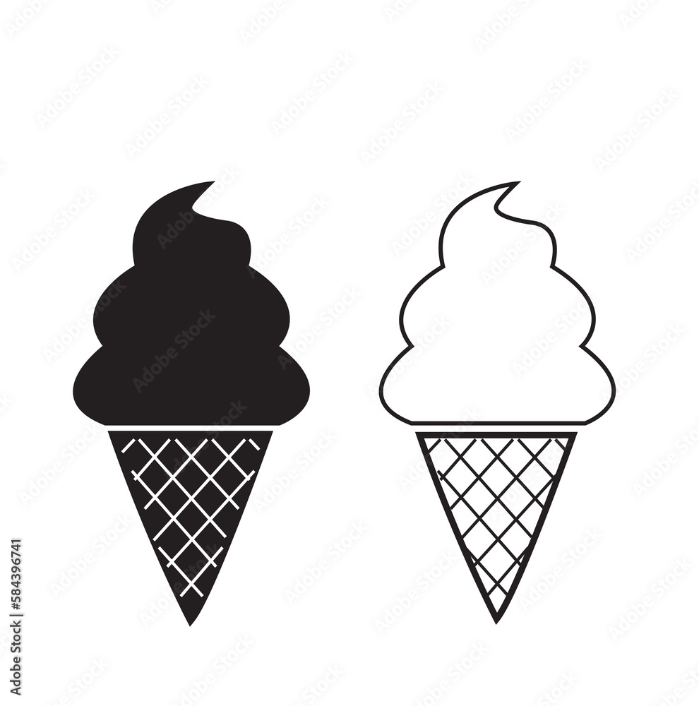Icono de helado en blanco y negro. Ilustración de vector de signos de ...
