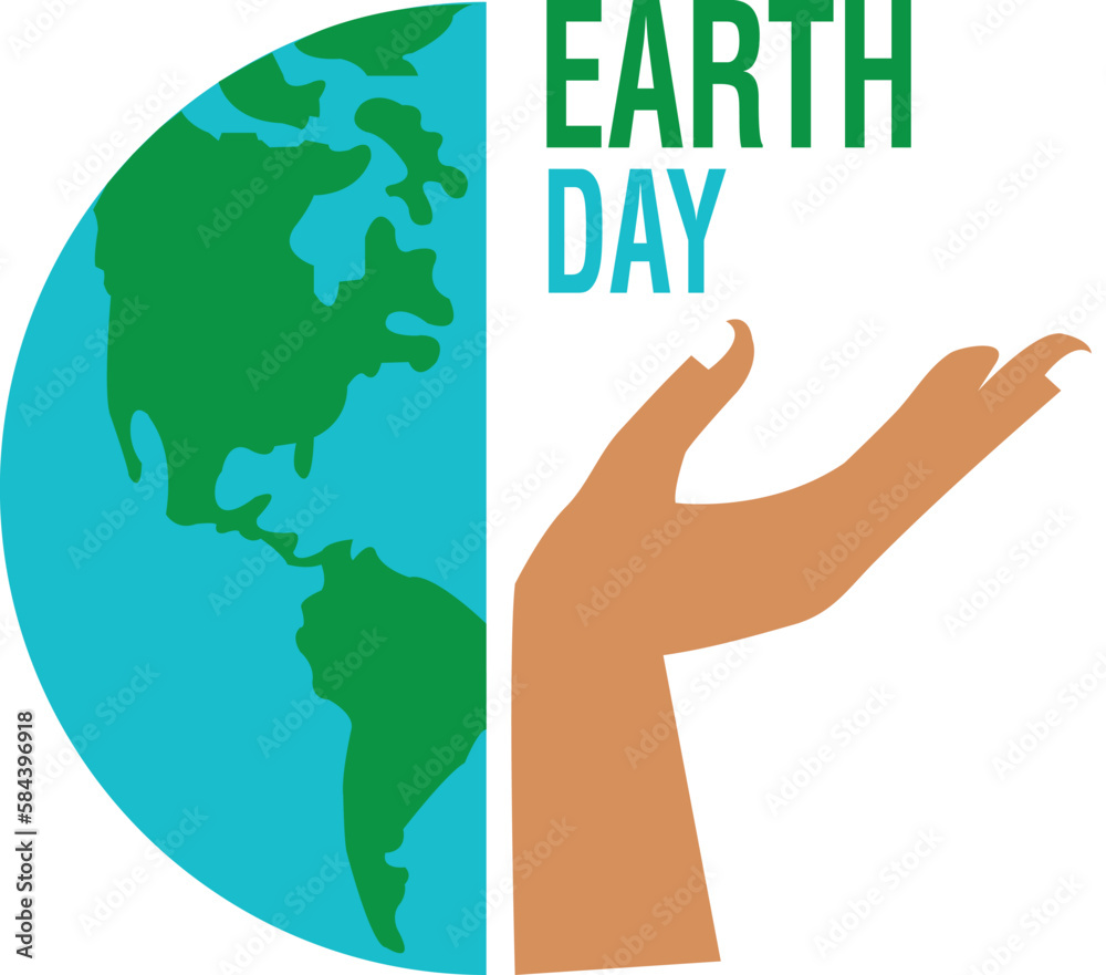 Cartel de Feliz día de la Tierra. Icono vector. Concepto: Planeta medio ...