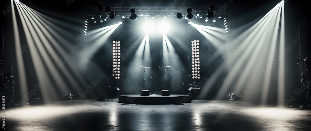 Concept Public speaking on stage with mic. Microphone for singer music ...