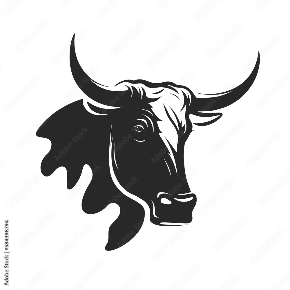 Cow head design isolated on transparent background. Farm Animals. Stock ...