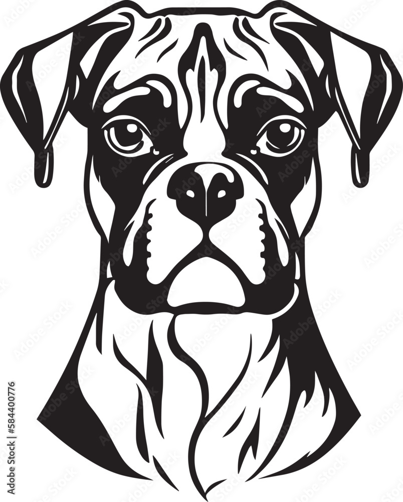 Boxer dog face isolated on a white background, SVG, Vector ...