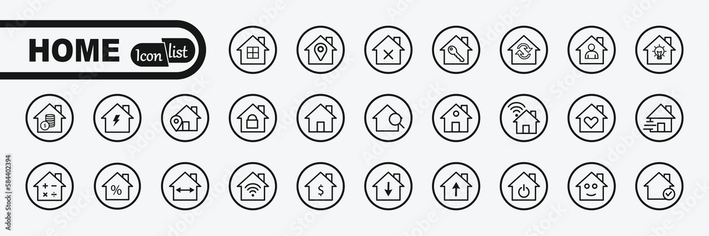 Collection home and property icons. House symbol. Set of real estate ...