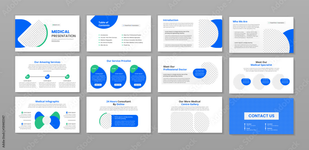 Medical PowerPoint template design with ppt slide background Stock ...
