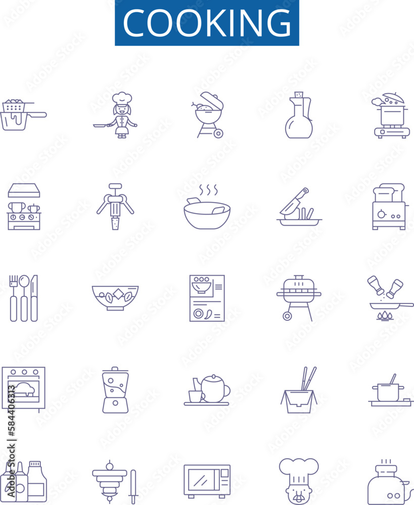 Cooking line icons signs set. Design collection of Cuisine, Recipes ...