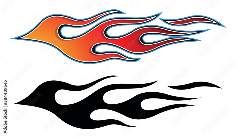 Sports car Speed fire flame decal vinyl sticker. Racing car tribal fire ...