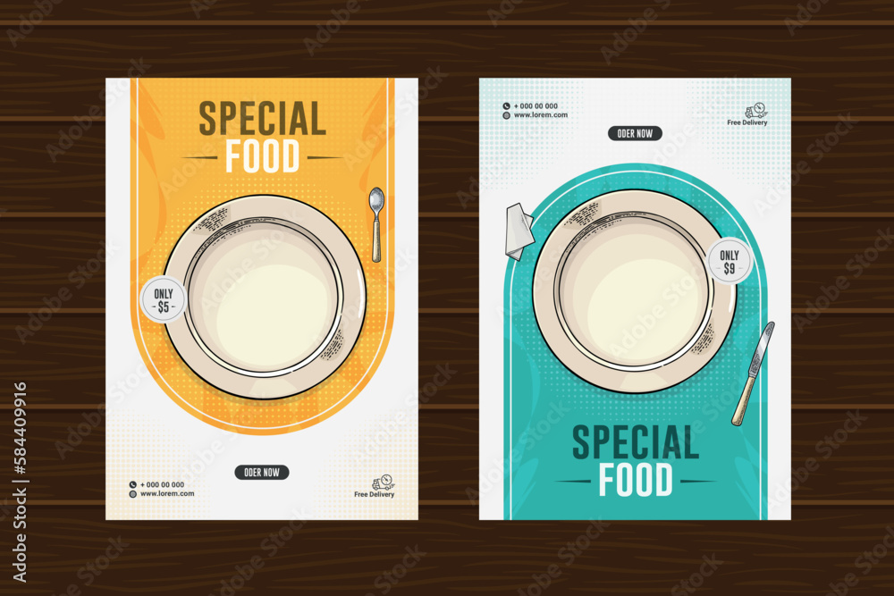 Food Flyer Template Design, Restaurant Food, Vector Illustration For ...