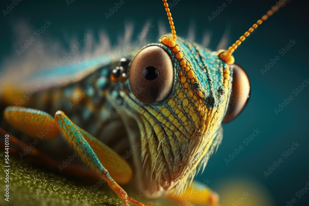 Bug close up of an insects face, detailed eyes ,made with Generative AI ...