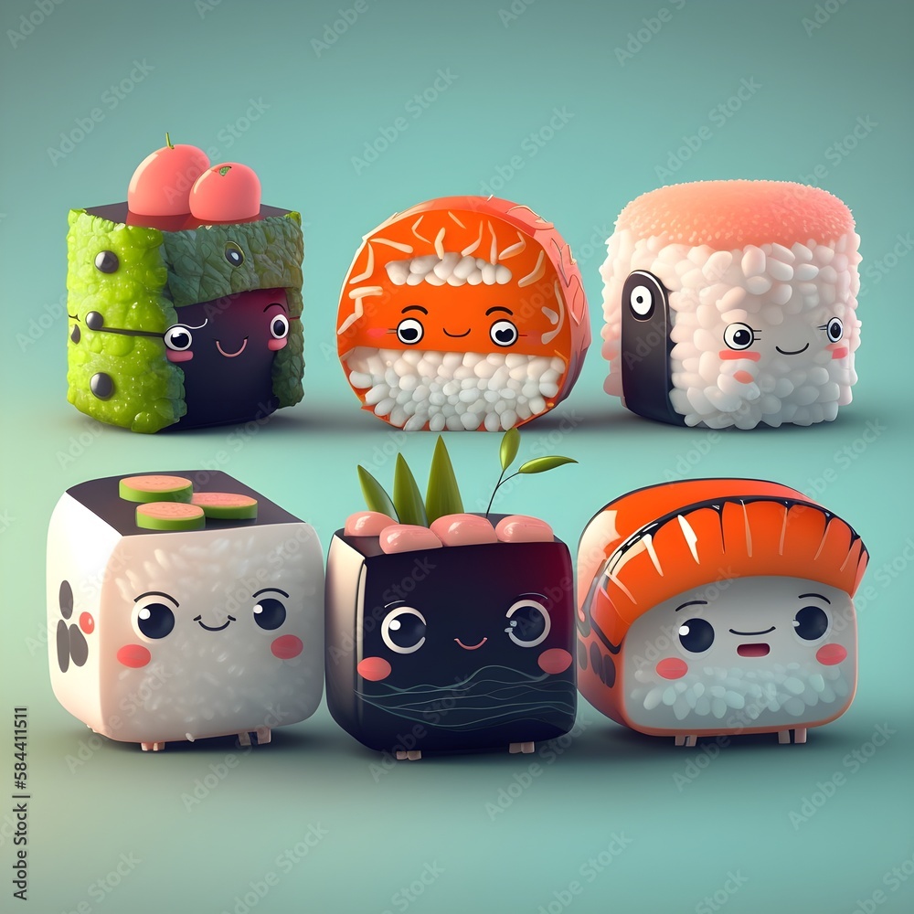 "Sushi and Poke Party: Cute Delights for Your Taste Buds" | Generative ...