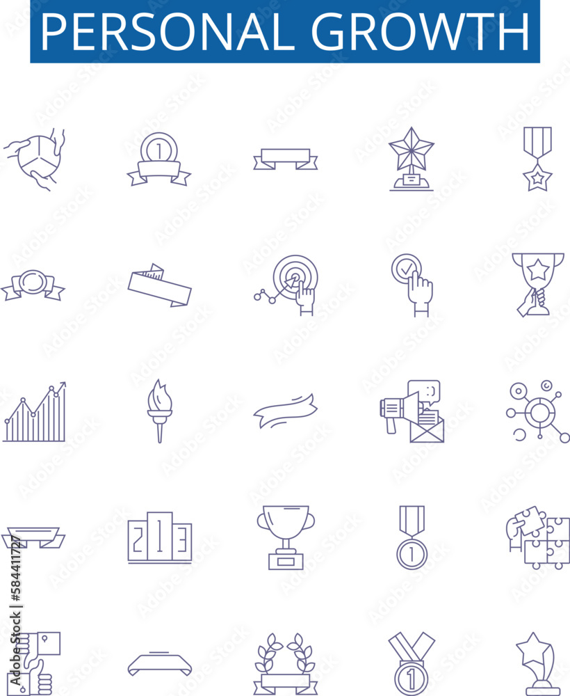 Personal growth line icons signs set. Design collection of Self ...