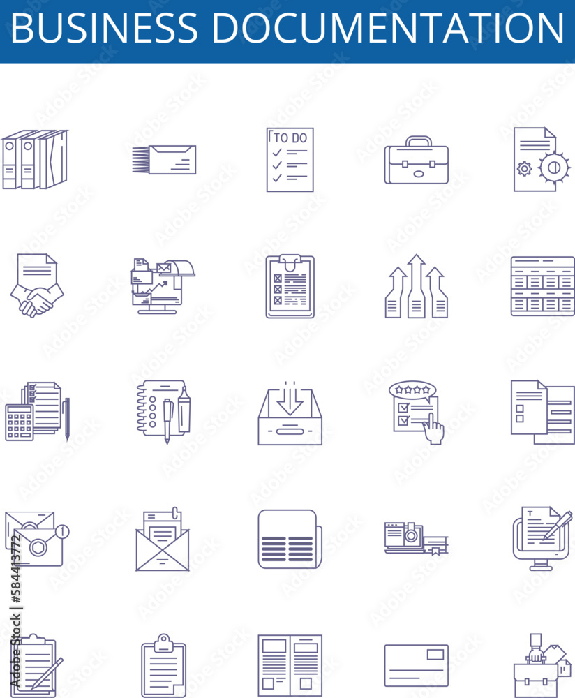 Business documentation line icons signs set. Design collection of ... Business documentation line icons signs set. Design collection of ...