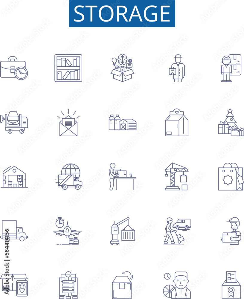 Storage line icons signs set. Design collection of Storage ...