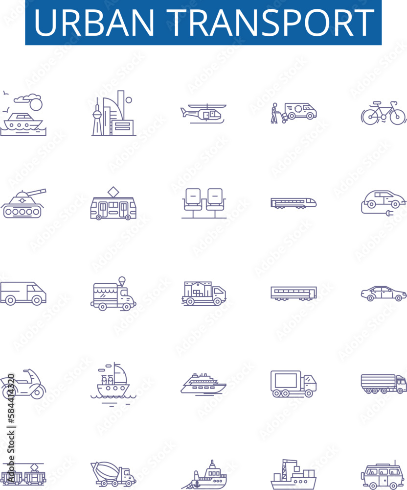 Urban transport line icons signs set. Design collection of City ...