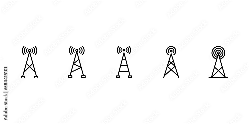 Antenna tower icon in flat style. Broadcasting vector illustration on ...
