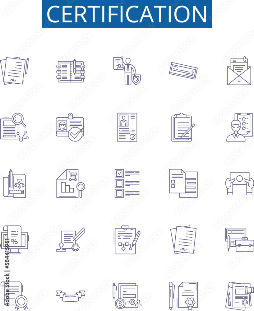 Certification line icons signs set. Design collection of Certificate ...
