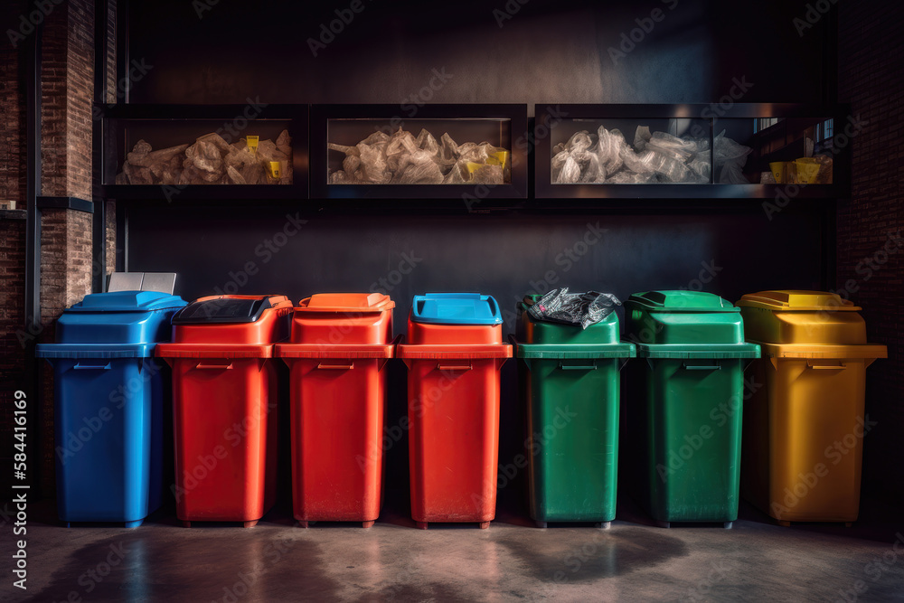 Recycling bins and waste segregation. AI generated ilustração do Stock ...