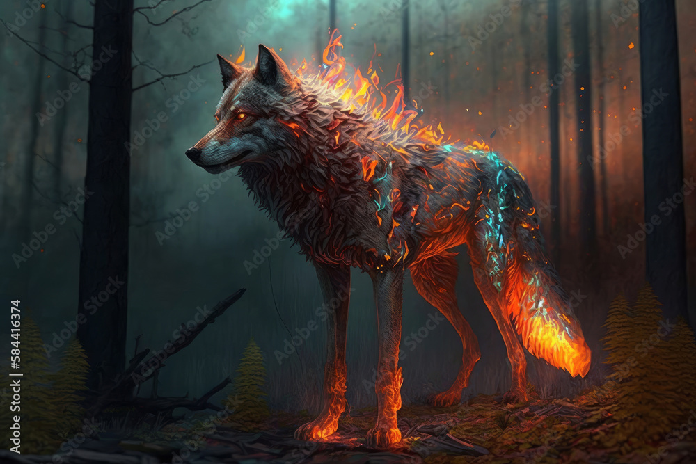 Fire wolf Stock Illustration | Adobe Stock