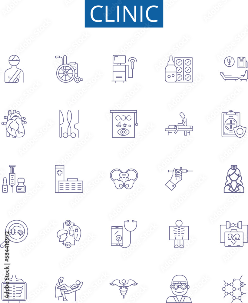 Clinic line icons signs set. Design collection of clinic, health ...