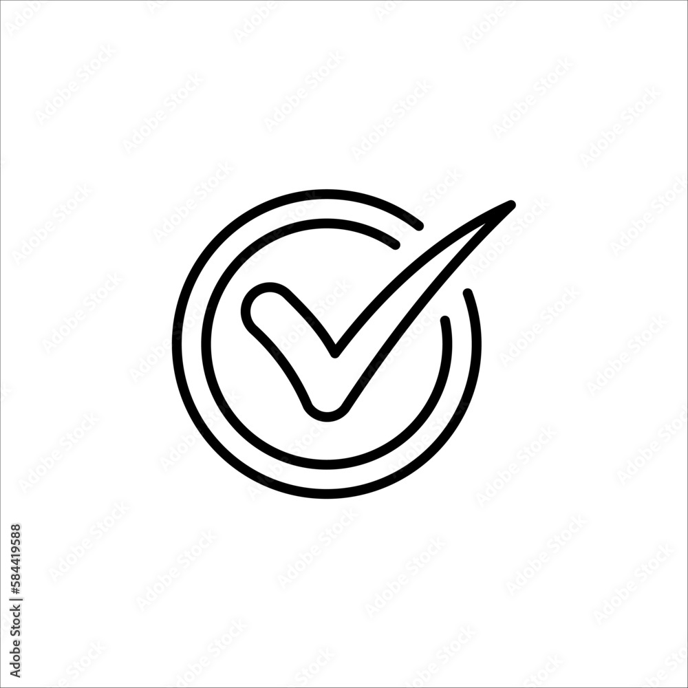 Check mark vector icon. Checkmark right symbol tick sign. Ok button ...
