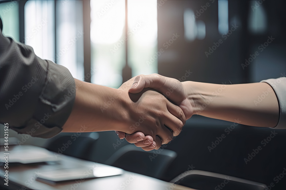 Close-up of handshake in the office. - Generative Ai. - partnership ...