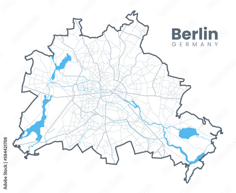 Detailed map of Berlin - the capital of Germany - Urban borders map ...
