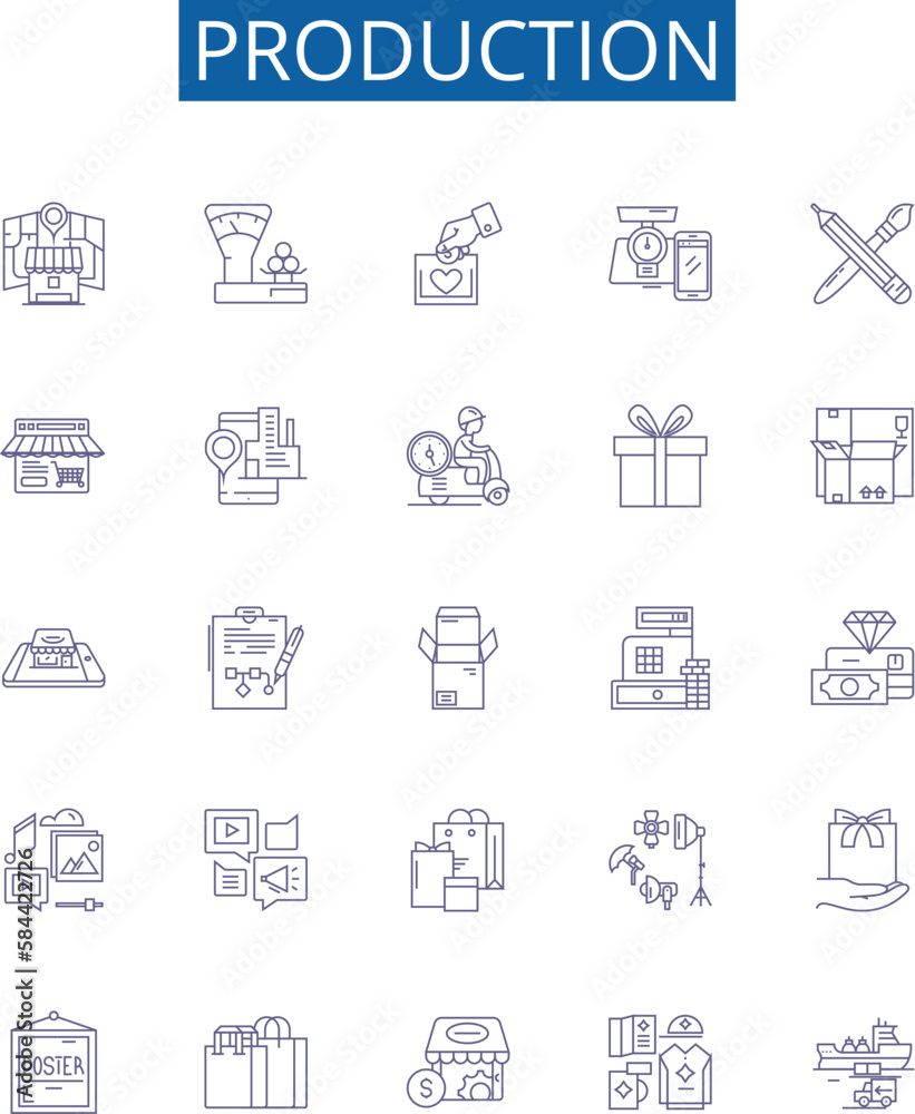 Production line icons signs set. Design collection of Producing ...