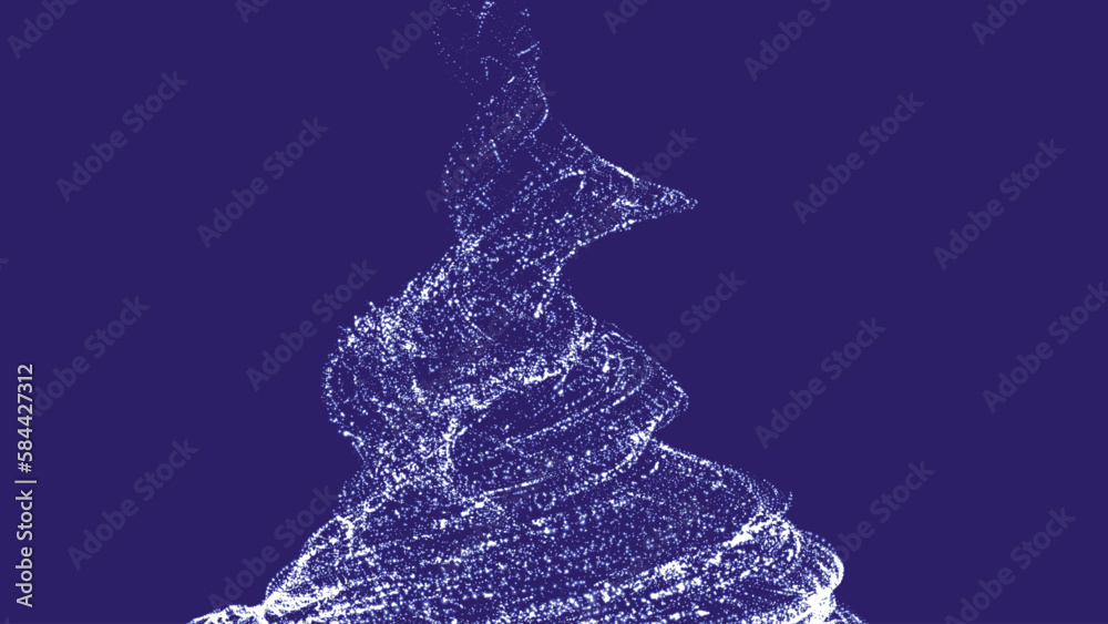 Tornado, abstract digital swirl. Rotating swirling shapes particles. Tornado formation. 3d ...