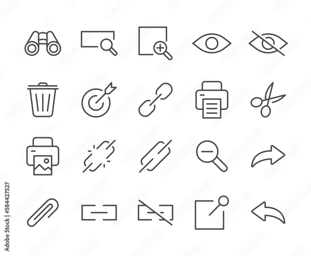 Simple vector line icons. On the theme, different icons contain such as ...