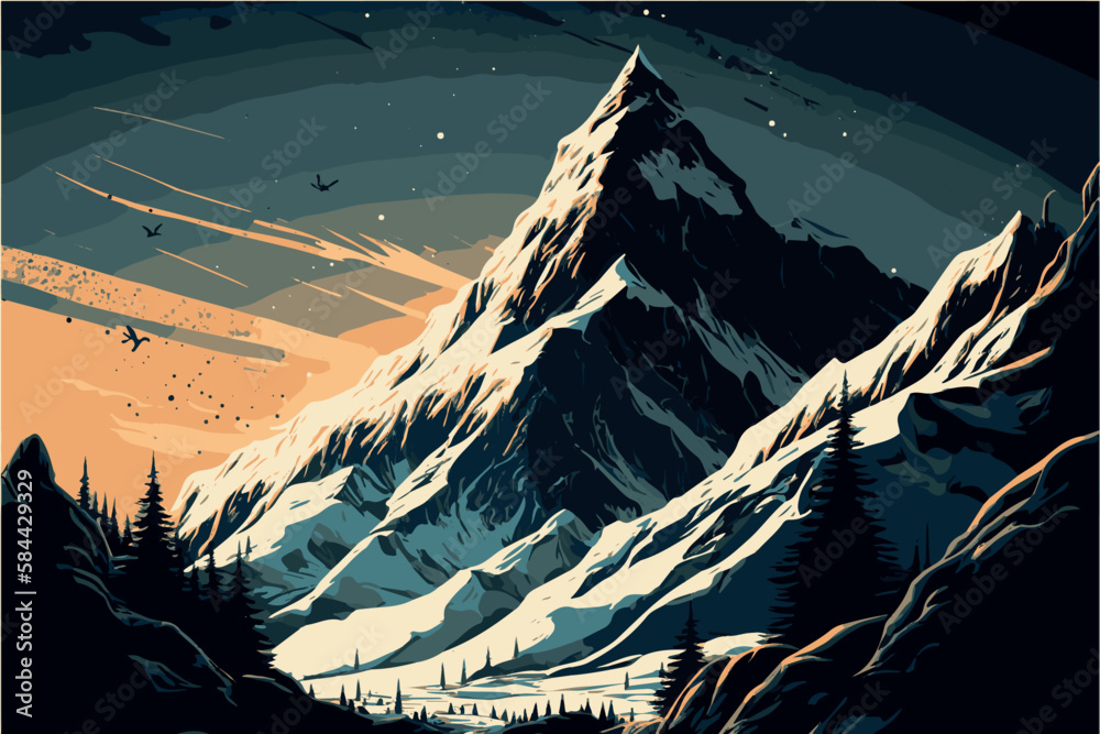 Mountain scenery. Landscape wallpaper of beautiful moutain design ...