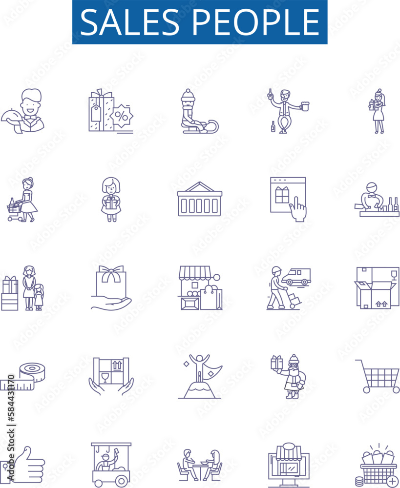 Sales people line icons signs set. Design collection of Salespeople ...