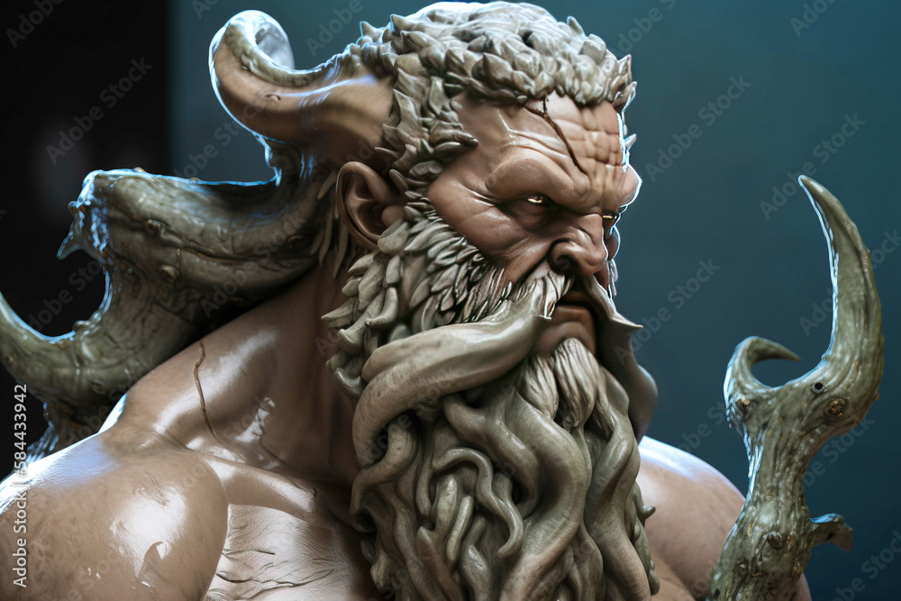 Triton with trident mythological man god of water, neptune, poseidon ...