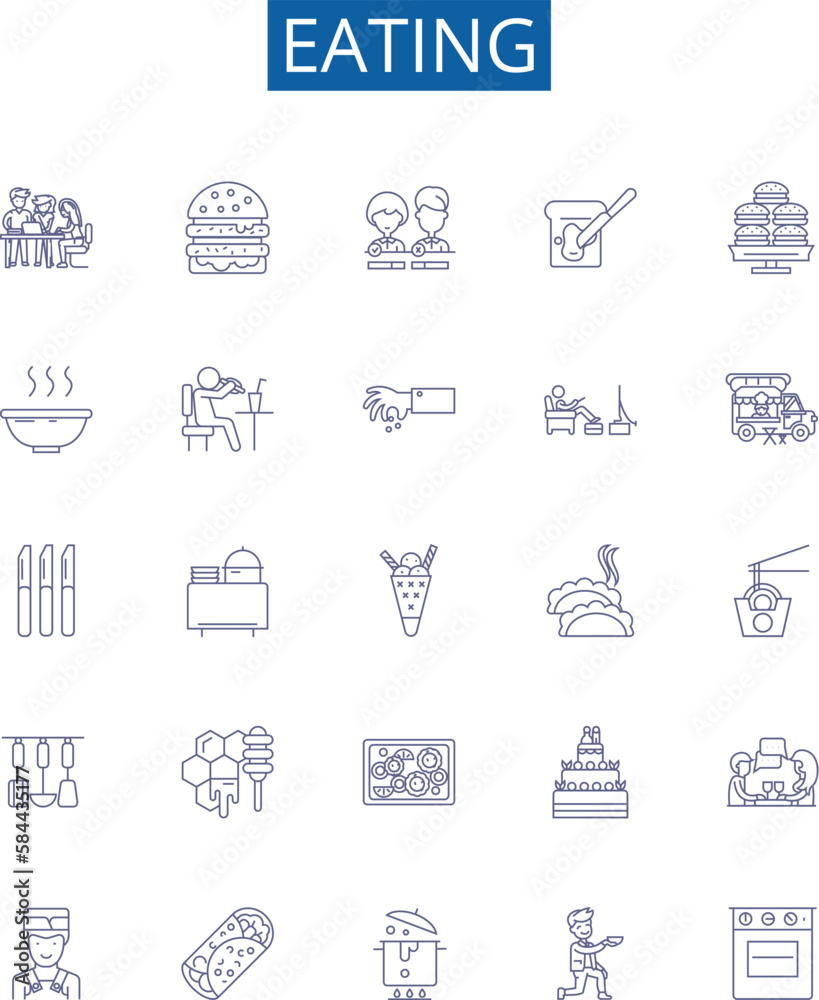 Eating line icons signs set. Design collection of Munching, Scoffing ...