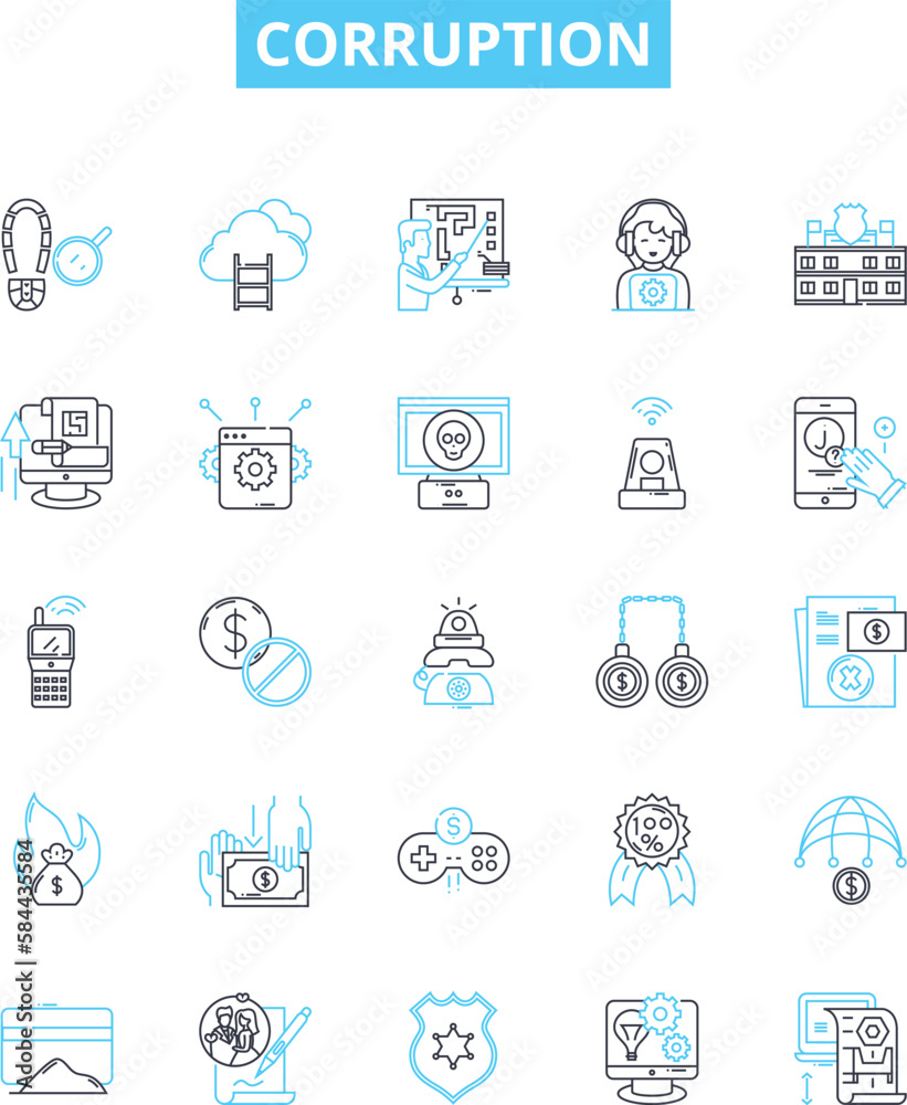 Corruption vector line icons set. Corrupt, Bribery, Misappropriation ...
