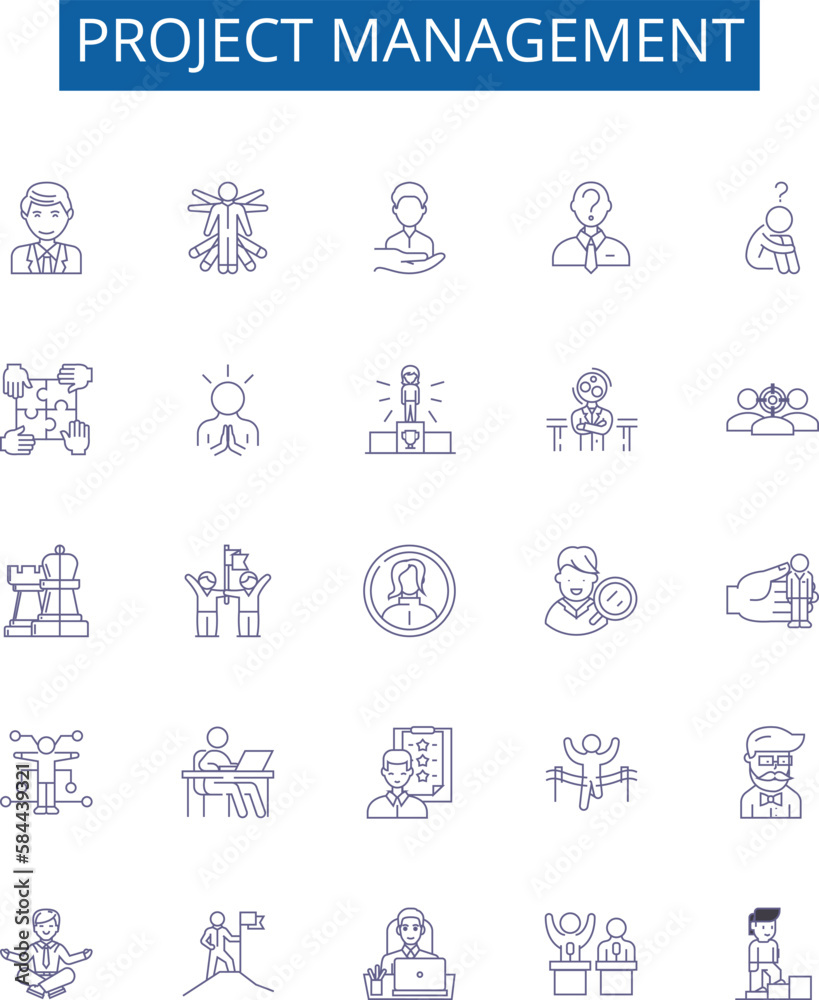 Project management line icons signs set. Design collection of Project ... Project management line icons signs set. Design collection of Project ...