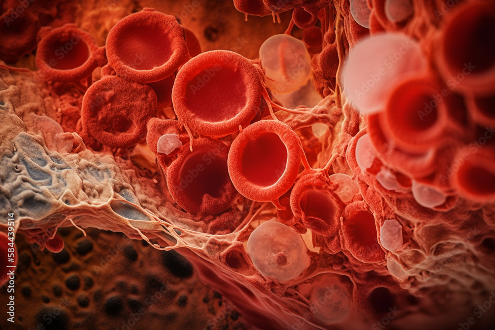 Blood cells in a bone marrow biopsy, AI Generative Stock Illustration ...