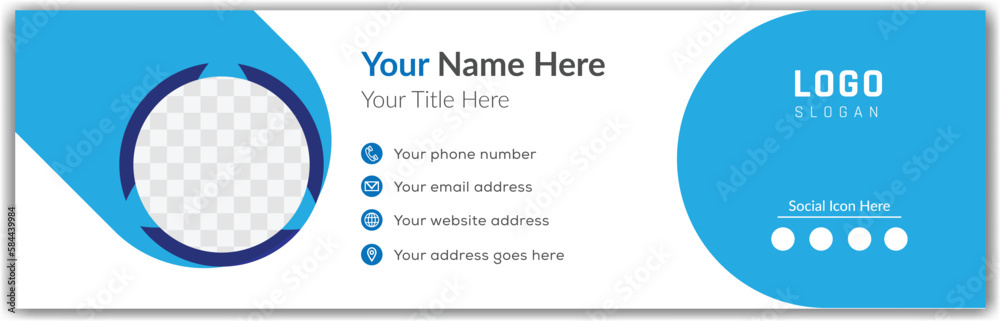 editable corporate modern navy blue color email signature shape design ...