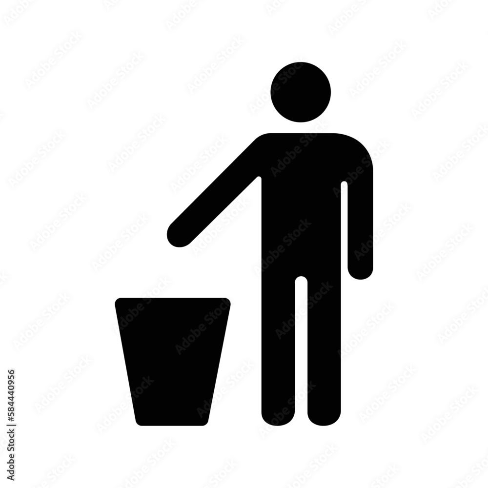 Tidy man symbol, don't trash icon, keep clean, throw away careful and ...