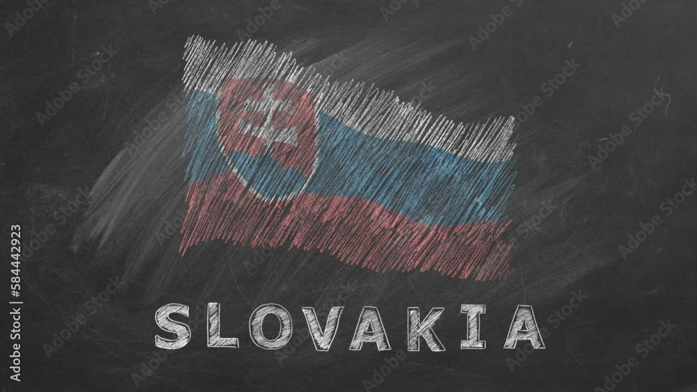 This video shows the process of drawing a flag of Slovakia on a black ...