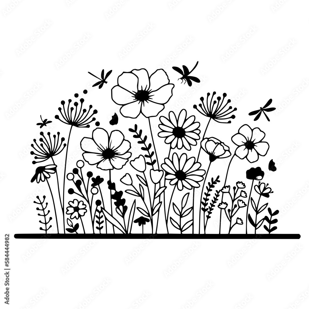 Wildflowers SVG | Floral Monogram SVG | Trendy SVG | Wildflower Clipart ...