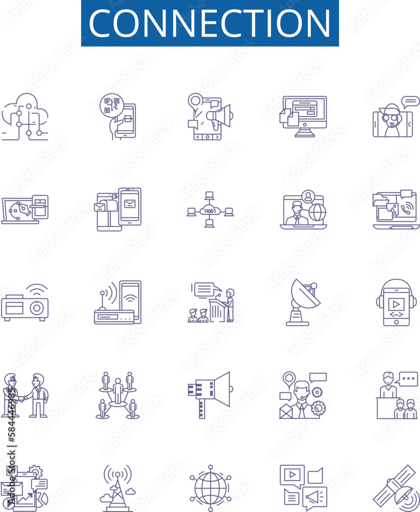 Vecteur Stock Connection line icons signs set. Design collection of ...