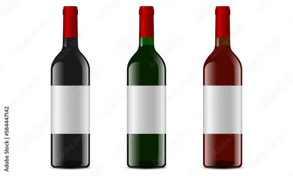 Wine bottle realistic vector mockup Stock Vector | Adobe Stock