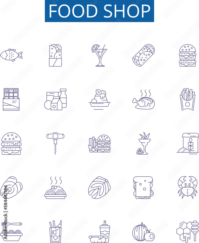 Food shop line icons signs set. Design collection of Takeaway ...