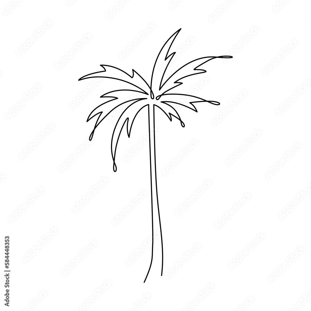 Vetor de PALM TREE LINE ART. Vector palm. Graphic Design print poster ...