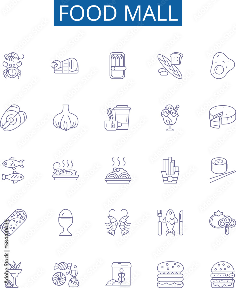 Food mall line icons signs set. Design collection of Eatery, Gastronomy ...