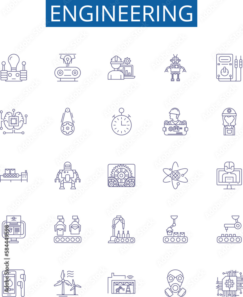 Engineering line icons signs set. Design collection of Engineering ...